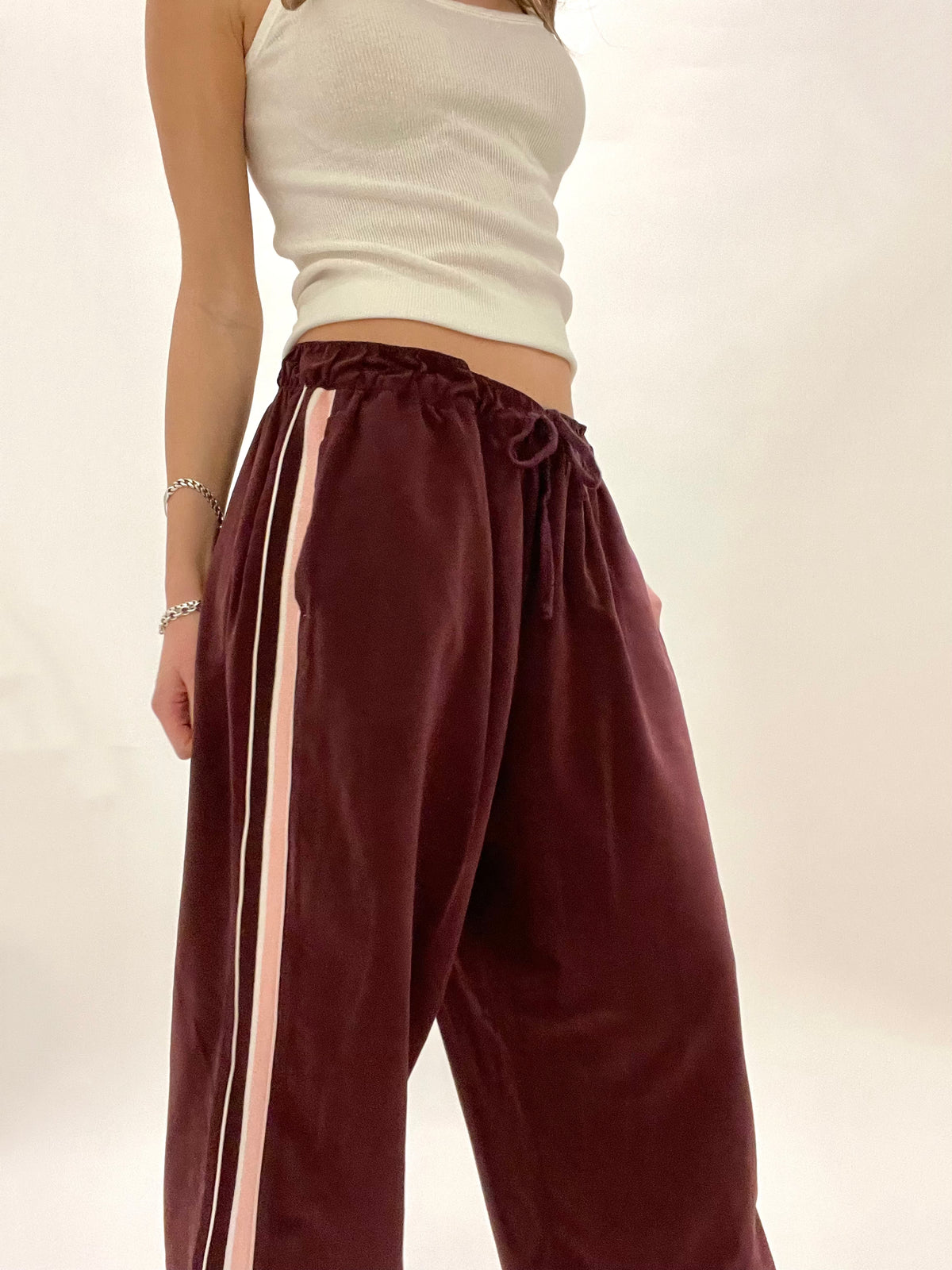 Burgundy & Pink Track Pants | LOVE, MADS